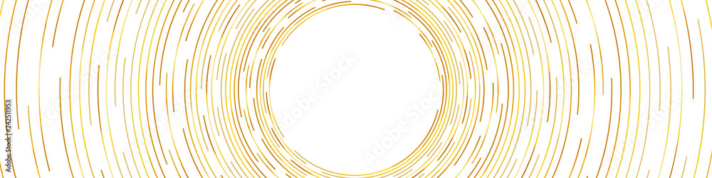 Abstract Gold Concentric Round Lines on White Background - Wide Vector ...