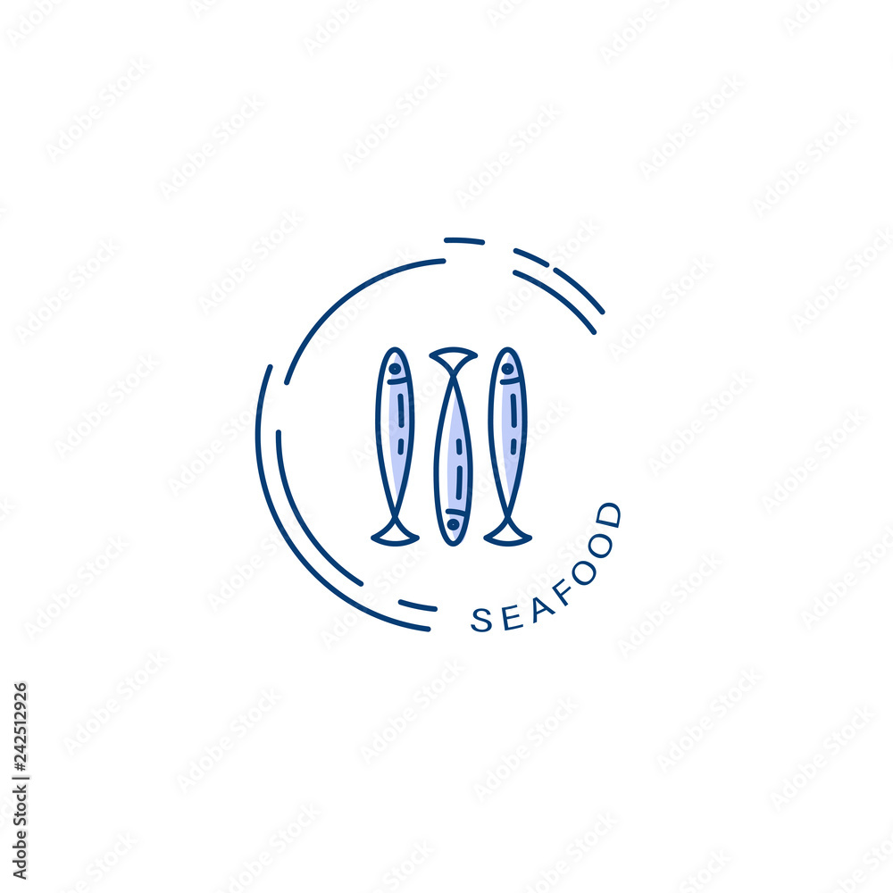 Vector icon and logo for seafood restaurant or cafe. Editable outline ...