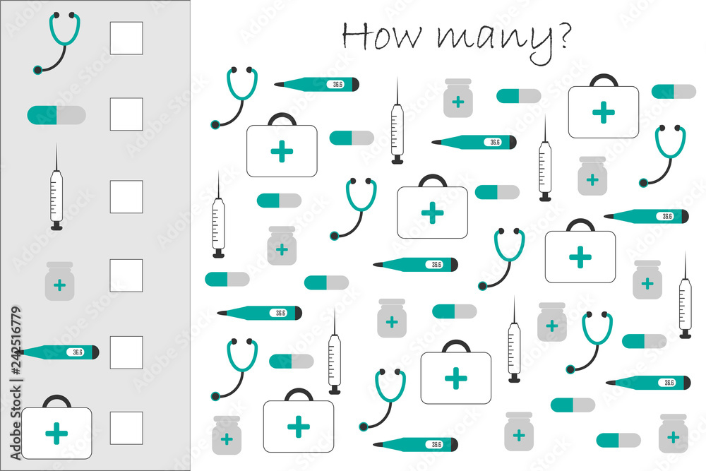 How many counting game with medical pictures for kids, educational ...