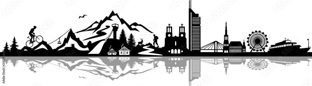 Austria Skyline Landscape Stock Vector | Adobe Stock