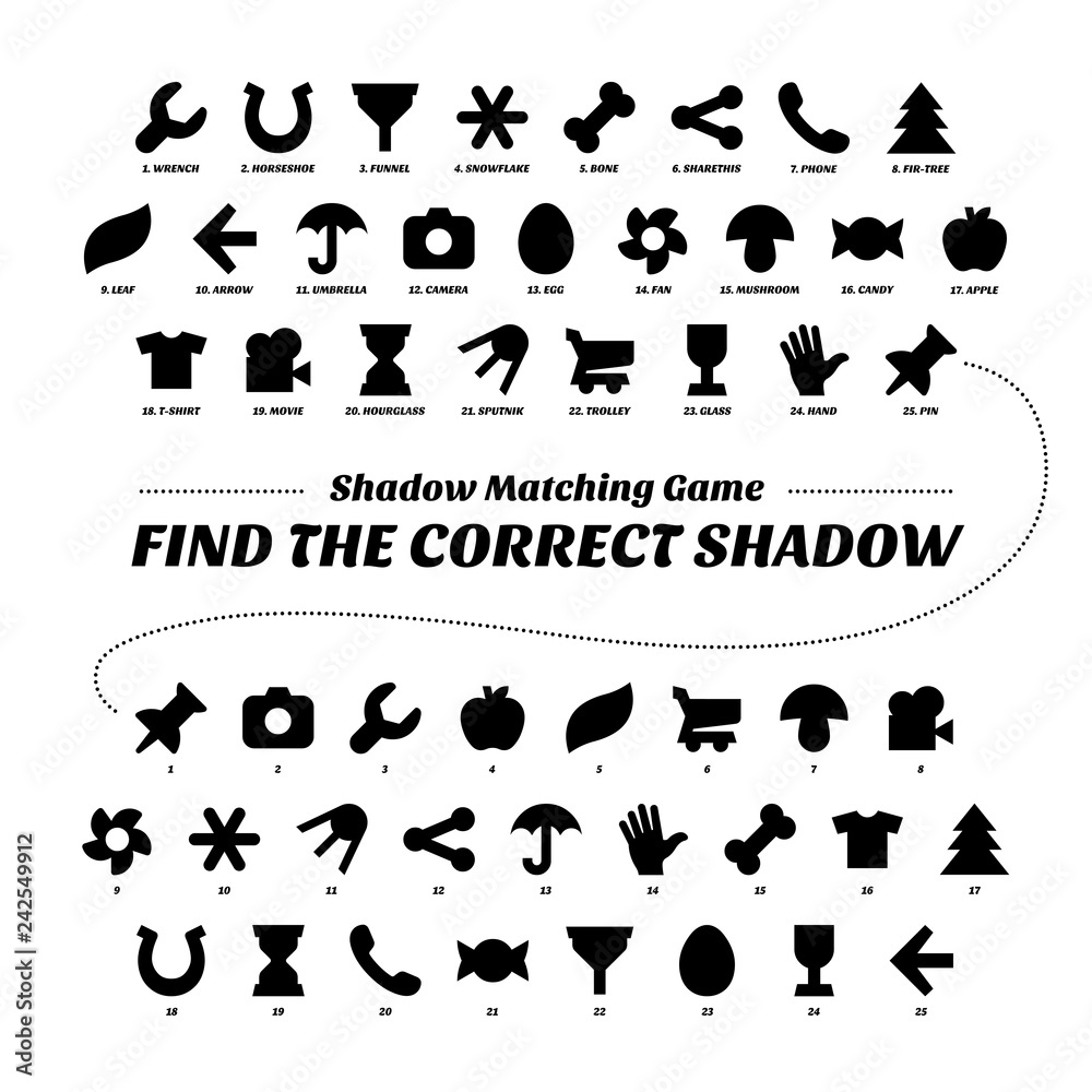 Shadow matcing game. Printable version. Find the correct shapes ...