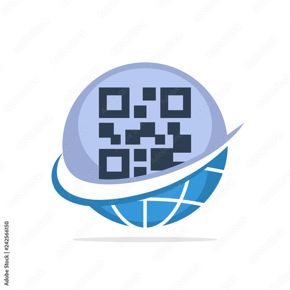 Vector illustration icons with the concept of managing a global qr-code ...