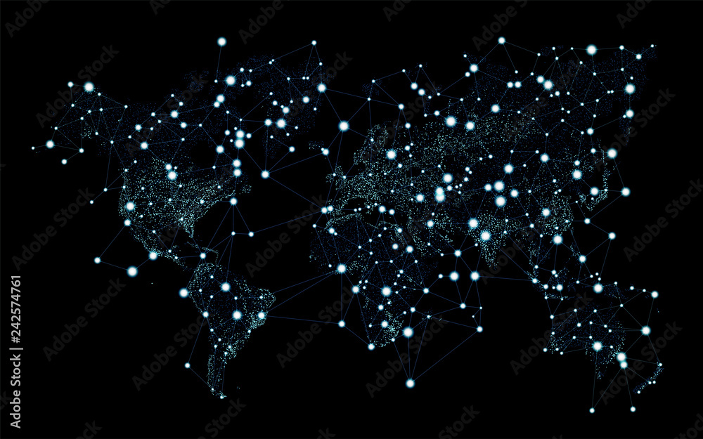 Global network connection. World map point and line composition Stock ...