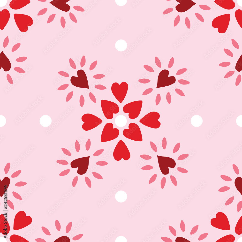 Pretty hand drawn hearts in a decorative seamless pattern. Vector ...