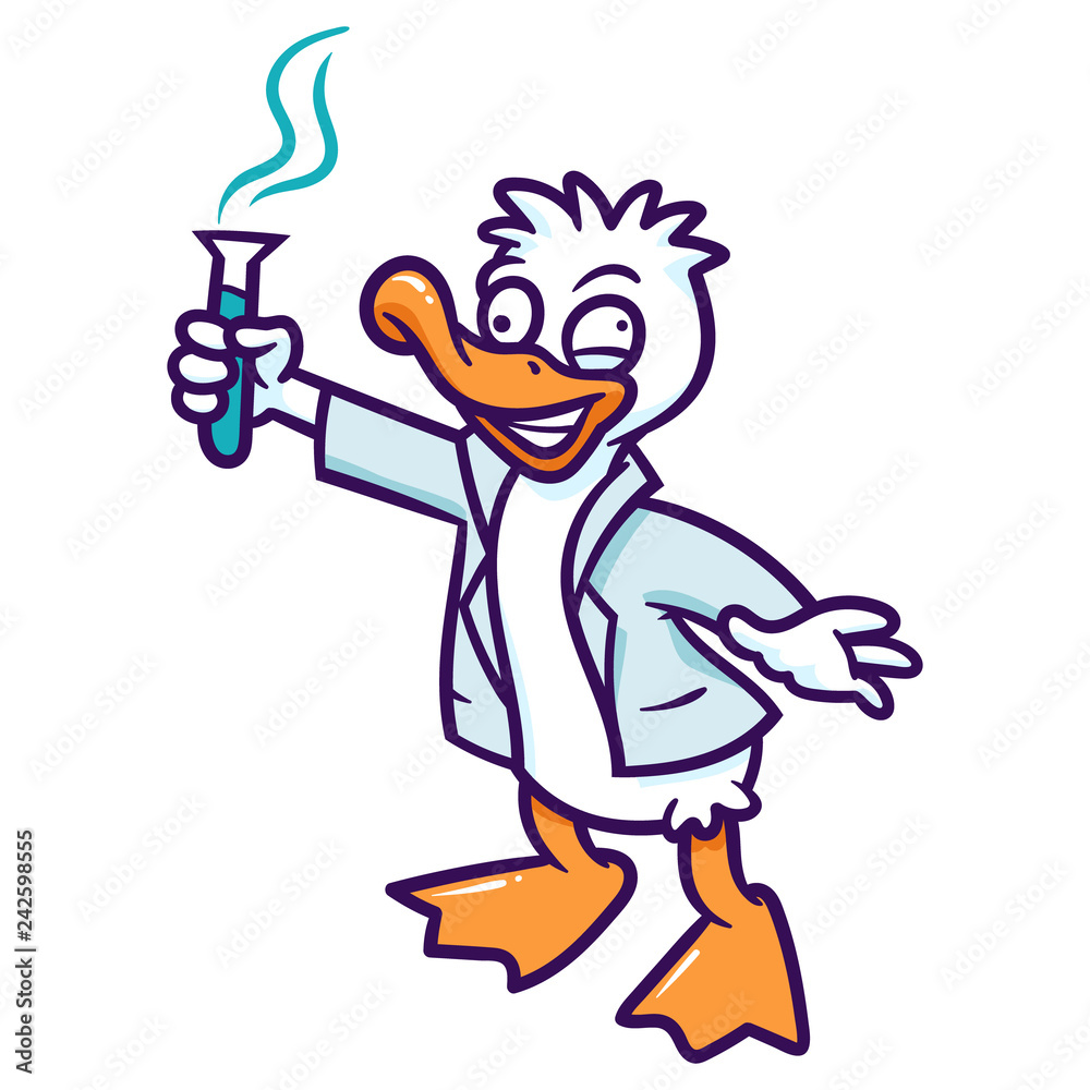 Cartoon Mad Scientist Duck Stock Vector | Adobe Stock