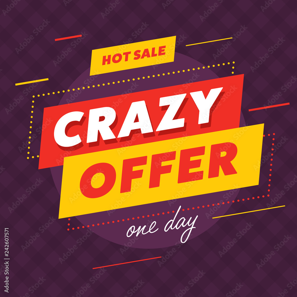 Stylish bright poster with hot sale and crazy offer banners advertising ...