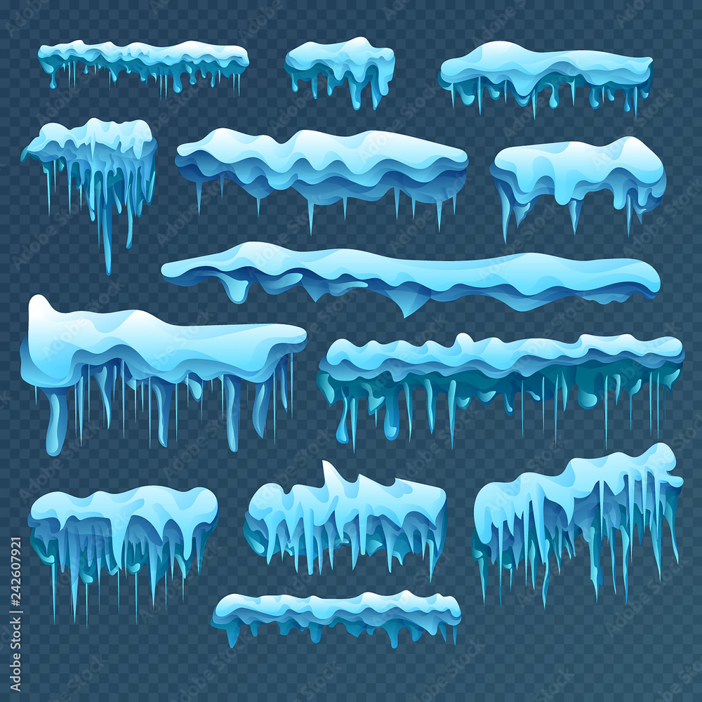 Vector Collection Of Different Blue Icicles Templates On Transparent ...