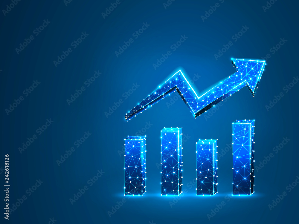Growth chart. Business Technological concept. Polygonal science Raster ...
