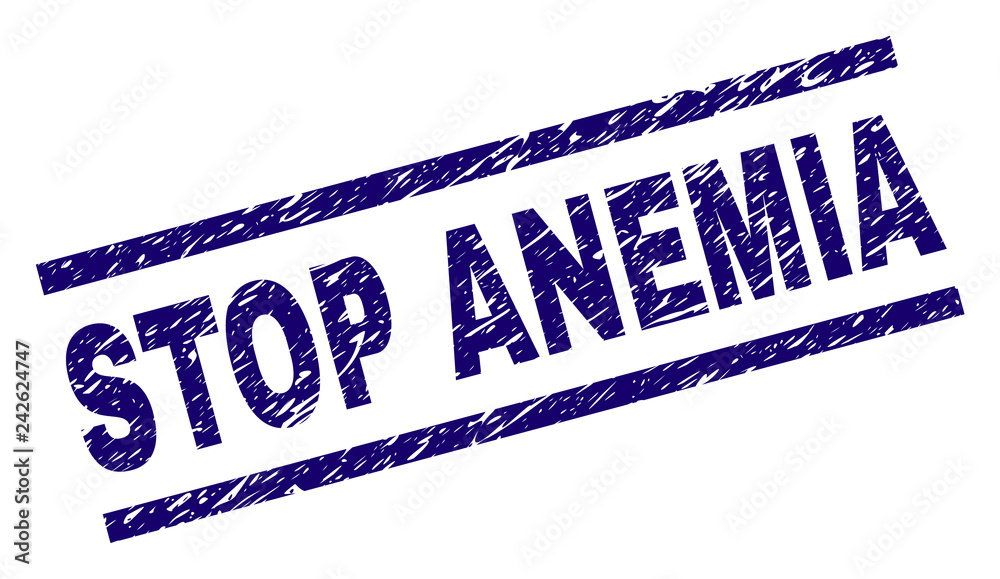 STOP ANEMIA seal print with grunge style. Blue vector rubber print of ...