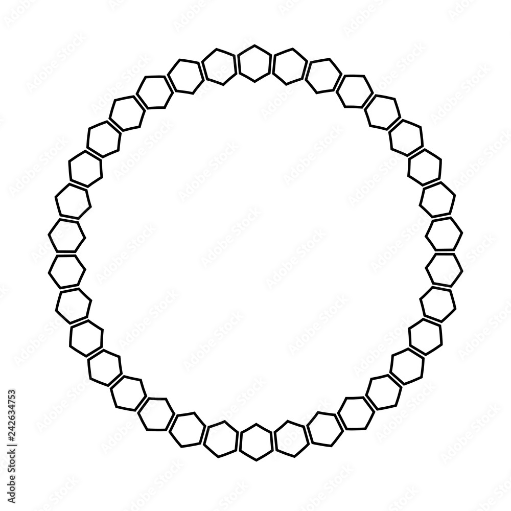 Black and white honeycomb graphic round frame template for design ...