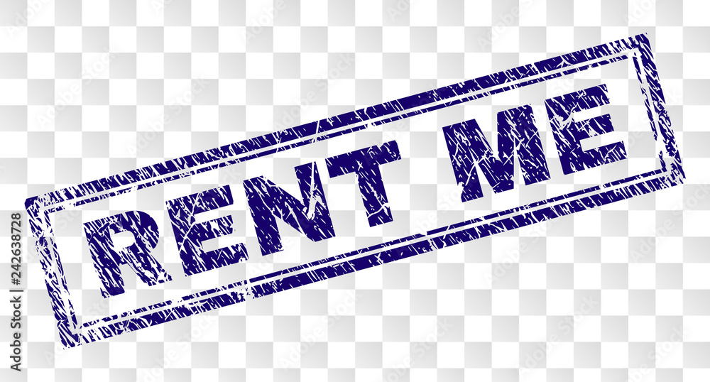 RENT ME stamp seal print with rubber print style and double framed ...