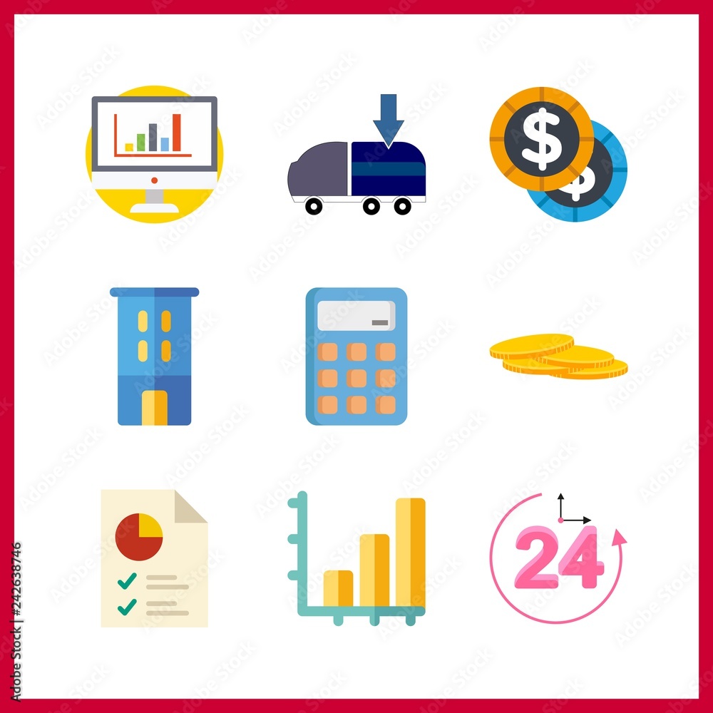 9 economy icon. Vector illustration economy set. pie chart and ...