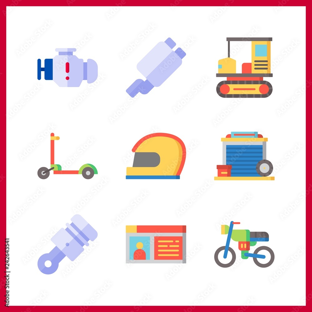 9 motor icon. Vector illustration motor set. all terrain and garage ...