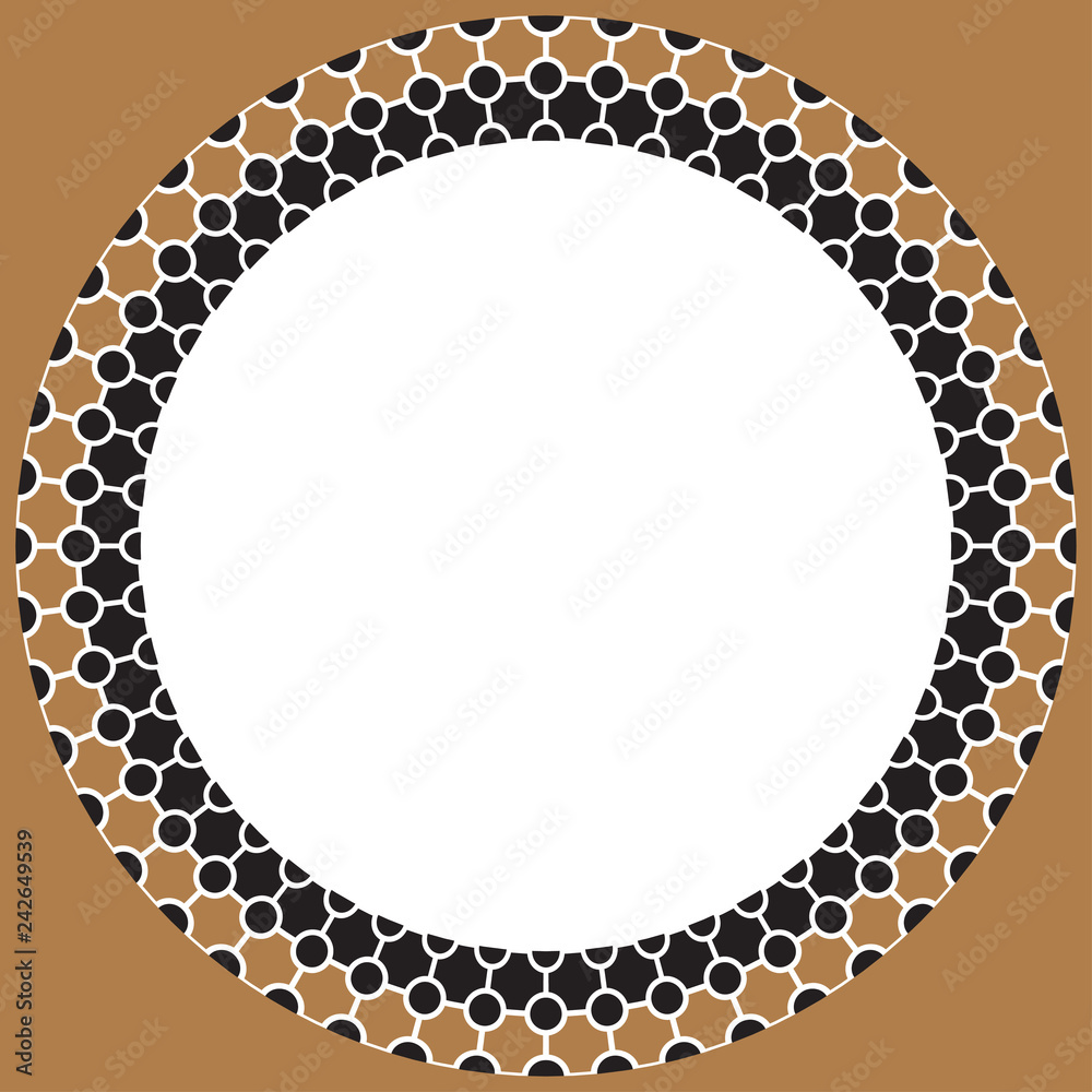 Islamic geometric figures ornament round frame. Arabic circle border ...