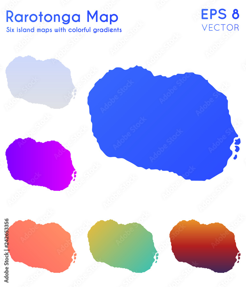 Map of Rarotonga with beautiful gradients. Authentic set of Rarotonga ...