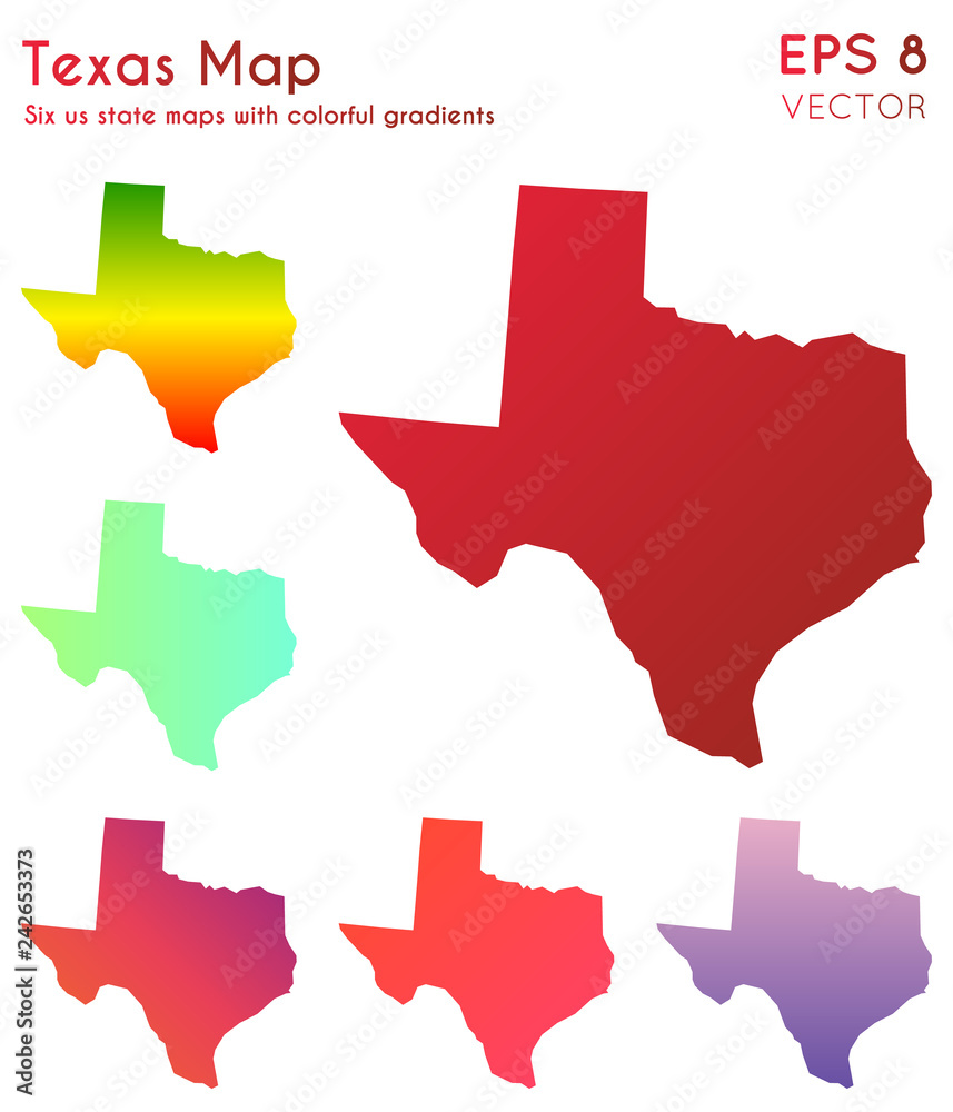 Map of Texas with beautiful gradients. Beautiful set of Texas maps ...