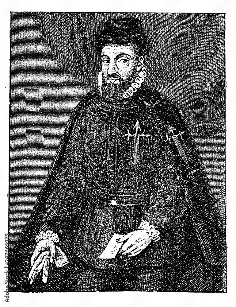 Portrait of Francisco Pizarro González spanish conquistador of the Inca ...