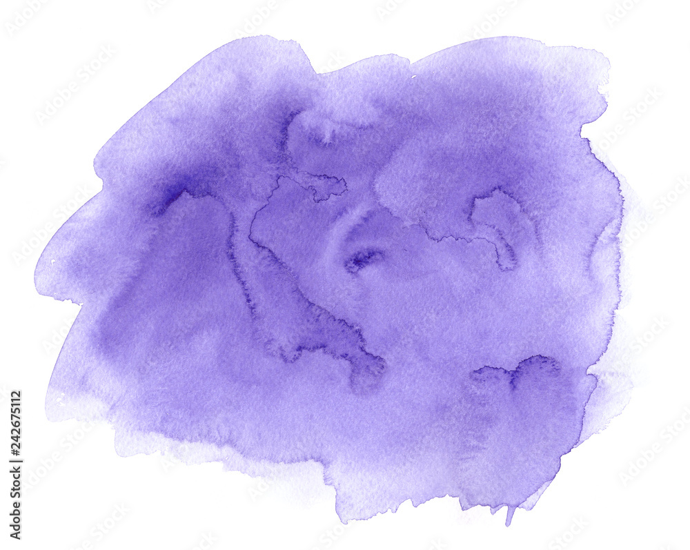 Violet watercolor abstract hand paint texture with stains and spots on ...