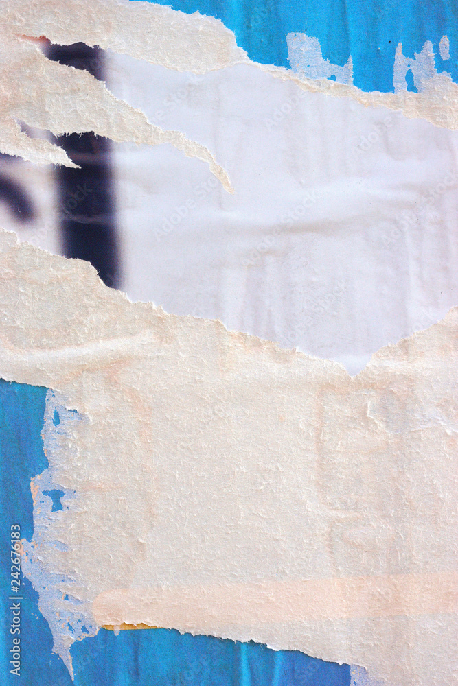 Old grunge ripped torn vintage collage street blank posters creased ...