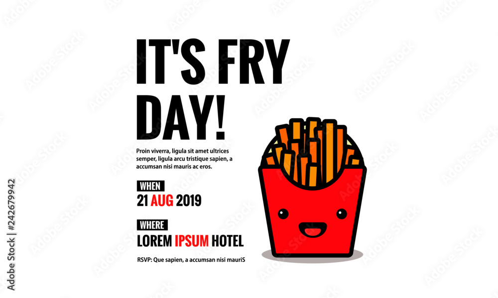 It's Fry Day French Fries Packet Invitation Design with Where and When ...