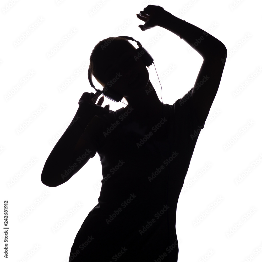 Girl Listening To Music Silhouette