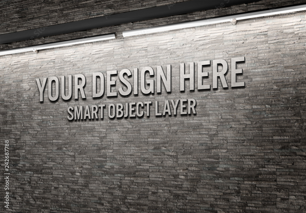 3D Words on a Wall Mockup Stock Template | Adobe Stock