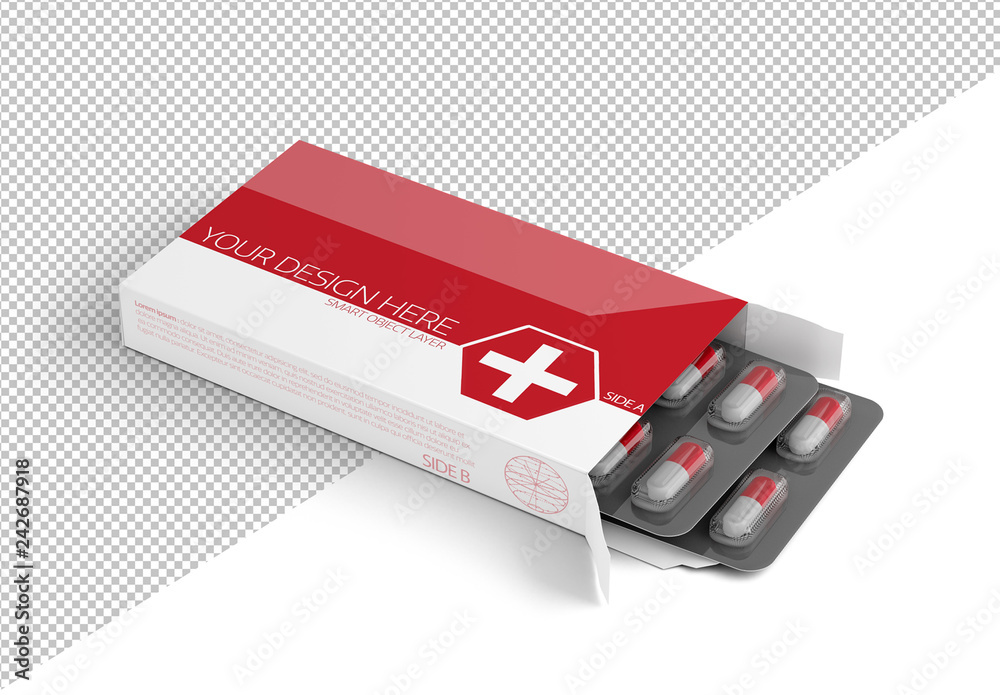 Pharmaceutical Packaging Mockup Stock Template | Adobe Stock