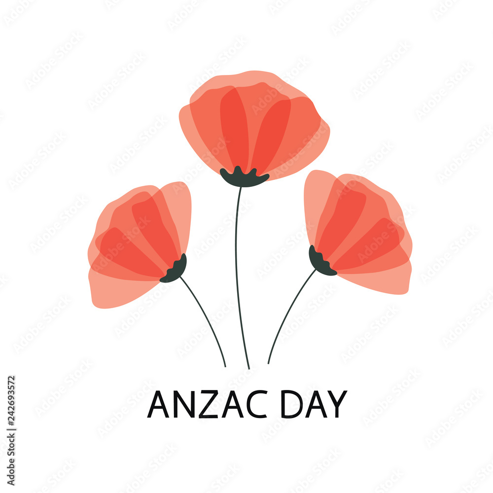 Anzac Day vector poster. Lest We forget. Paper cut Red Poppy flower - a ...