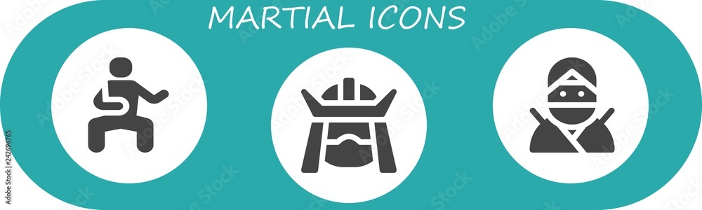 Vector icons pack of 3 filled martial icons Stock Vector | Adobe Stock