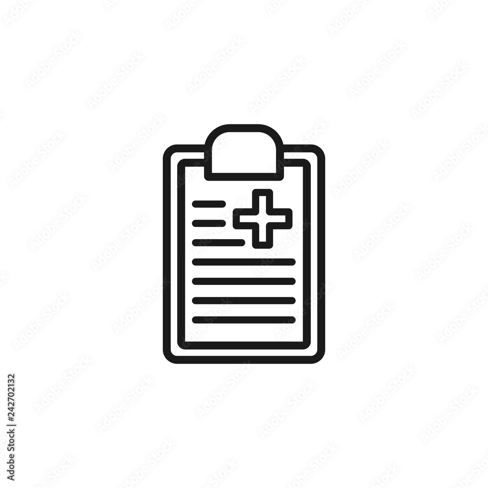 Patient card linear icon. Thin line illustration. Text file with star ...