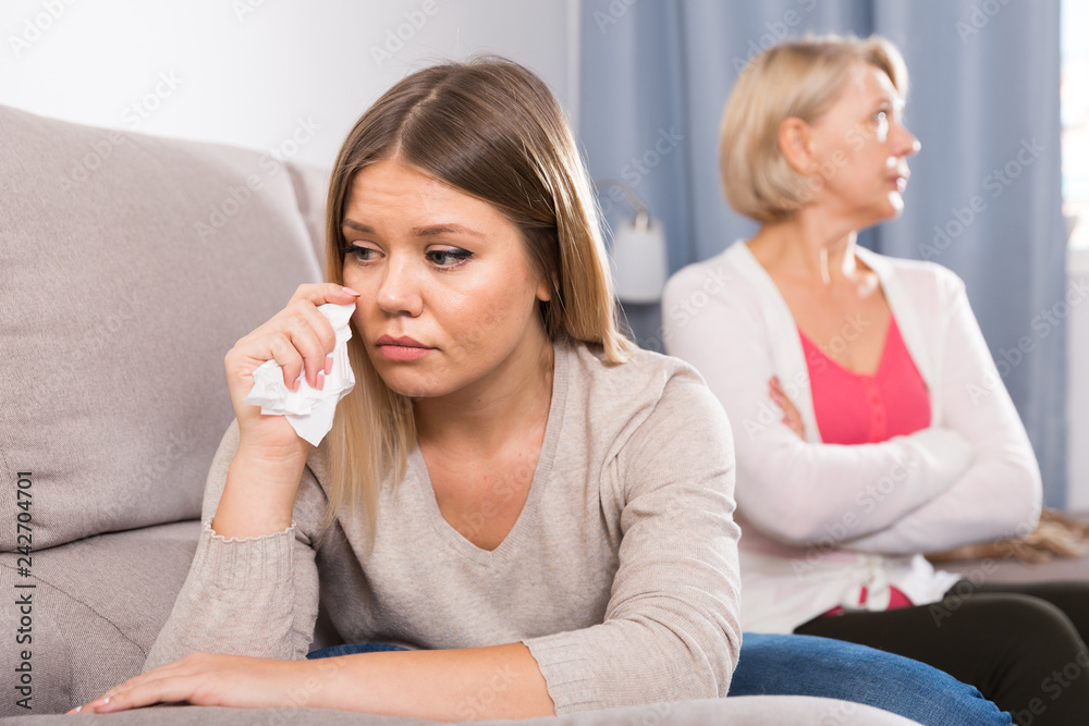 mother scolds her adult daughter Stock Photo | Adobe Stock
