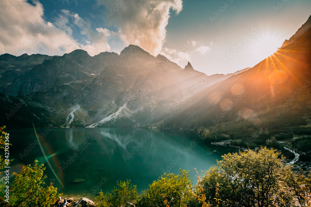 Tatra National Park, Poland. Famous Mountains Lake Morskie Oko O Stock ...