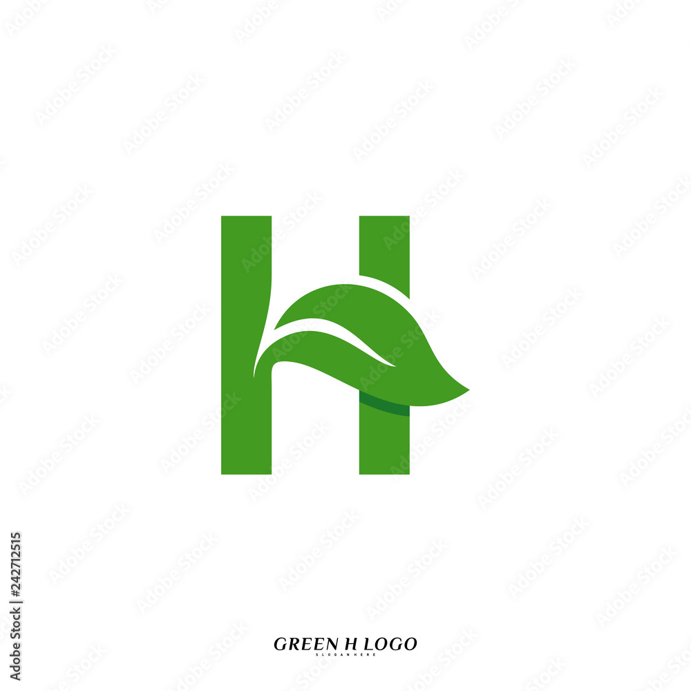 Letter H with Leaf logo design concept vector. Initial H Nature logo ...