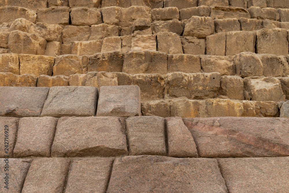 Red granite casing stones at The Pyramid of Menkaure Stock Photo ...