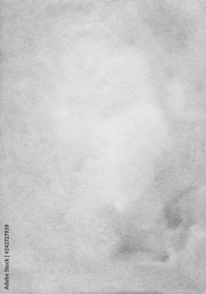 Watercolor light gray background hand painted. Aquarelle grey stains on ...