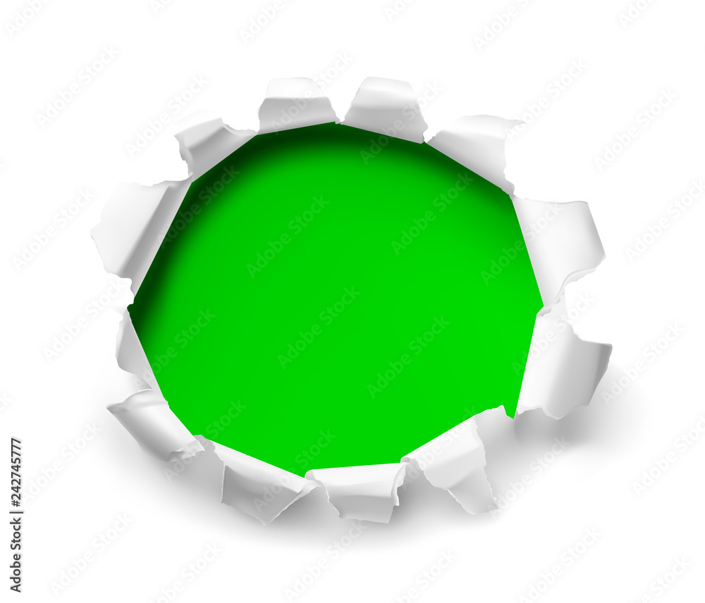 Realistic hole in paper isolated on white background. Vector ...