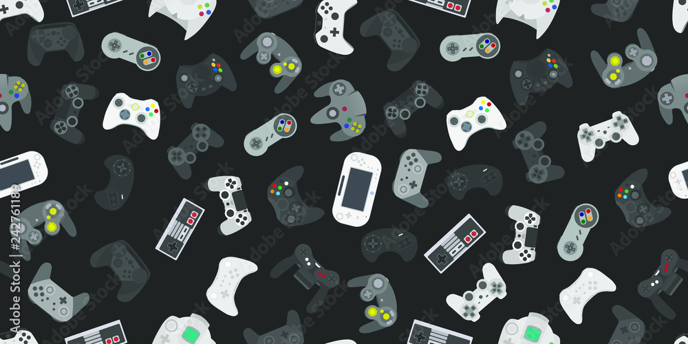 Video game controller gamepad background Gadgets seamless pattern Stock ...