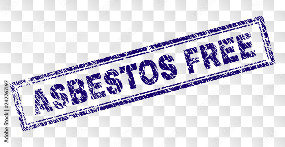 ASBESTOS FREE stamp seal print with scratched style and double framed ...