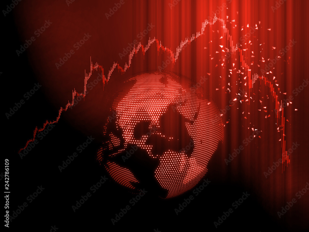 Global Stock market chart panic sell concept. Red candle sticks graph ...