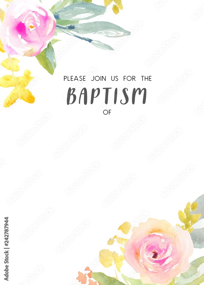 Cute Baptism Invitations Template, DIY Printable Baptism Christening ...