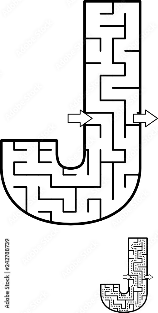 Alphabet learning fun and educational activity for kids - letter J maze ...