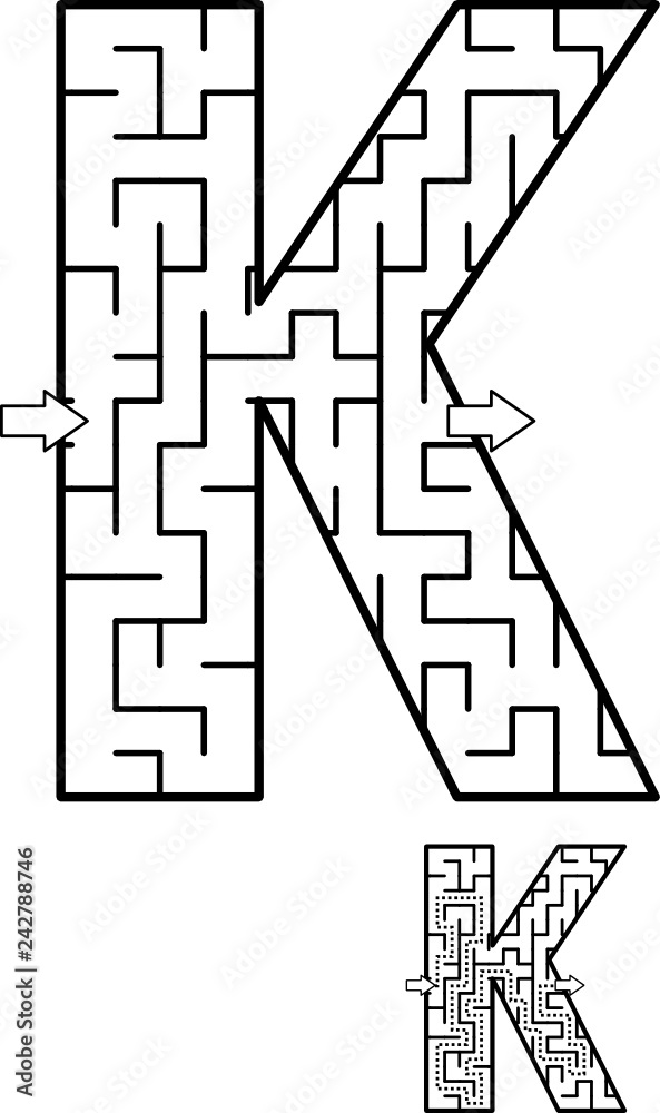 Alphabet learning fun and educational activity for kids - letter K maze ...