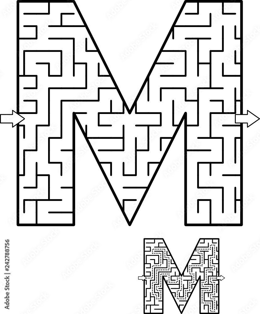 Alphabet learning fun and educational activity for kids - letter M maze ...