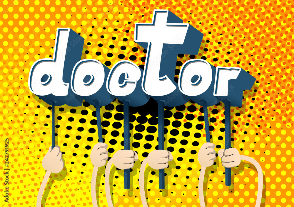 Diverse hands holding letters of the alphabet created the word Doctor ...