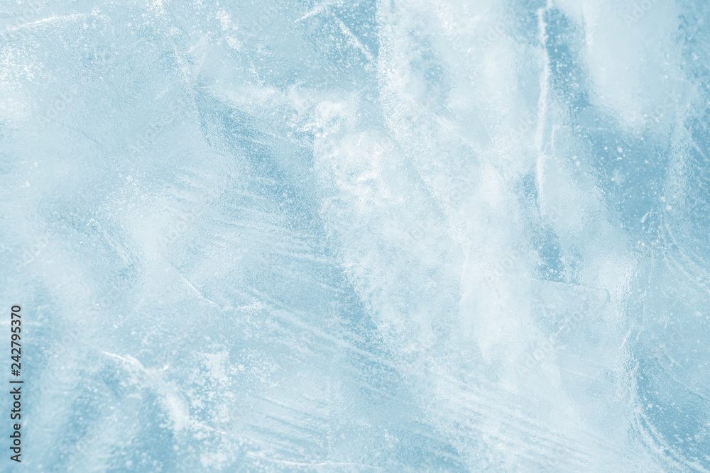 Ice background. Pattern of transparent shiny ice. Natural bright ...