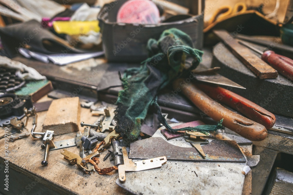 A place for horror movies, like a maniac's lair. Dirty gloomy messy ...