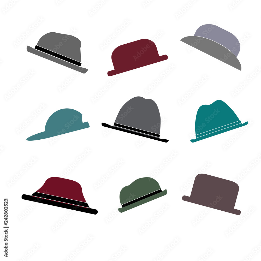hats set of colored vector icons isolated on white background Stock ...
