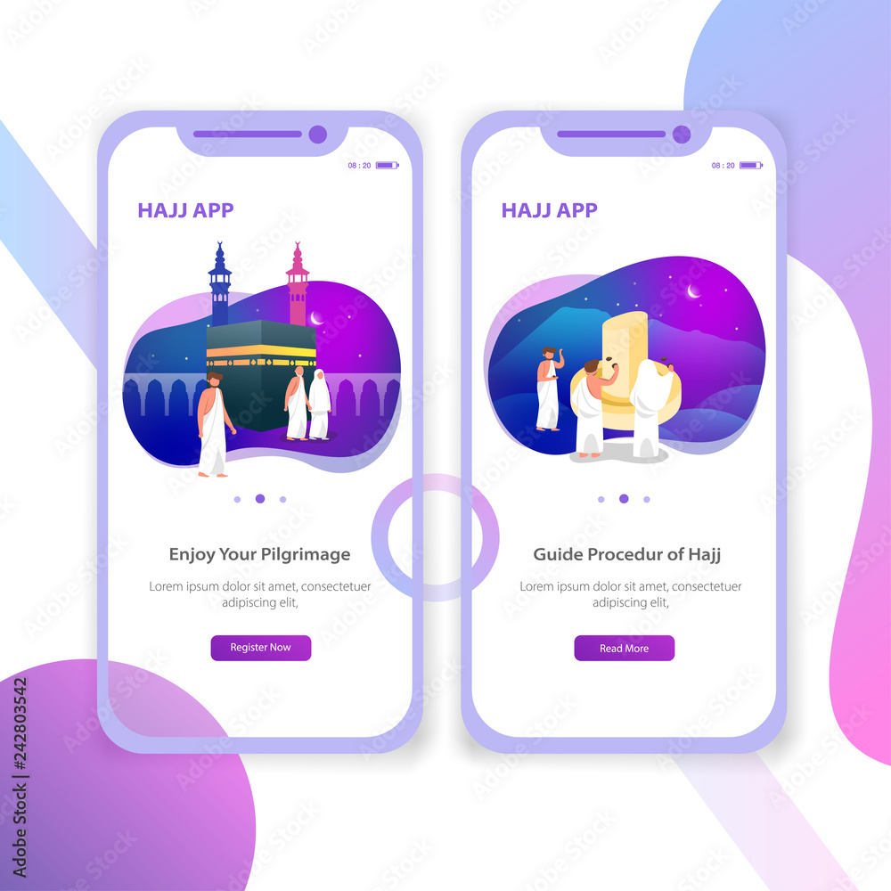 Hajj App Mobile User Interface Illustration User Experience Template ...