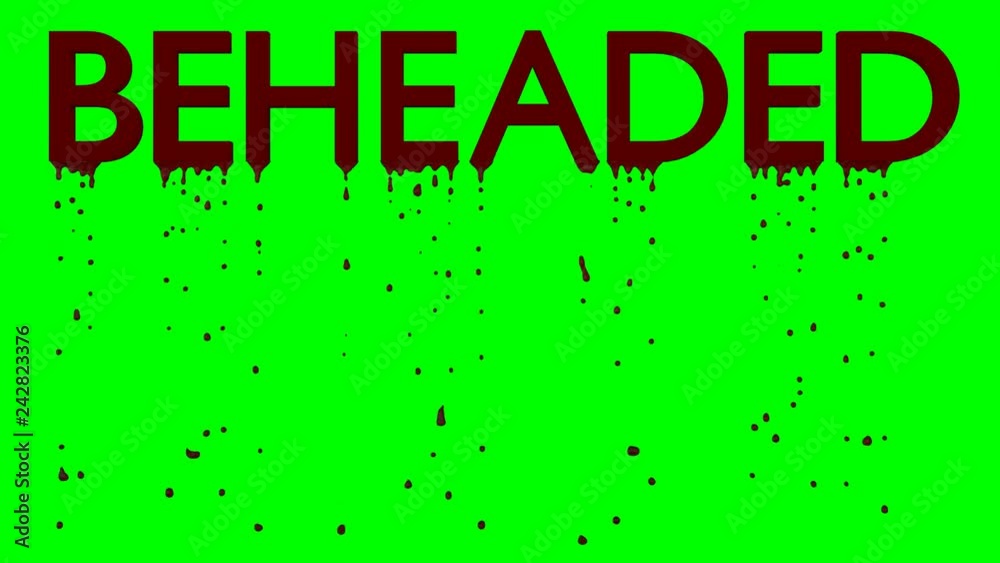 Animated blood dripping from all caps red text beheaded. Blood droplets ...