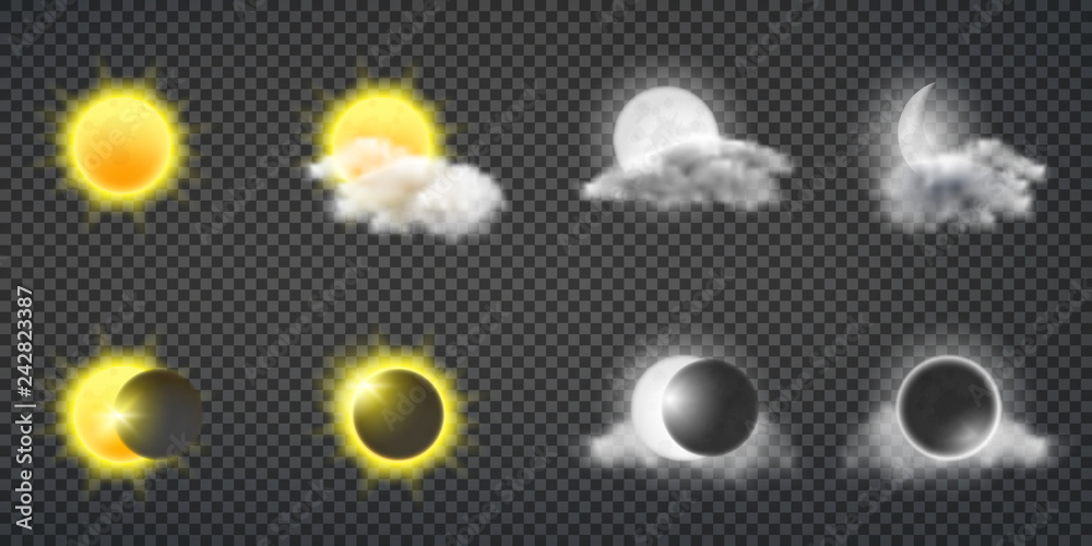 Sun activity or weather forecast, moon calendar 3d realistic vector ...